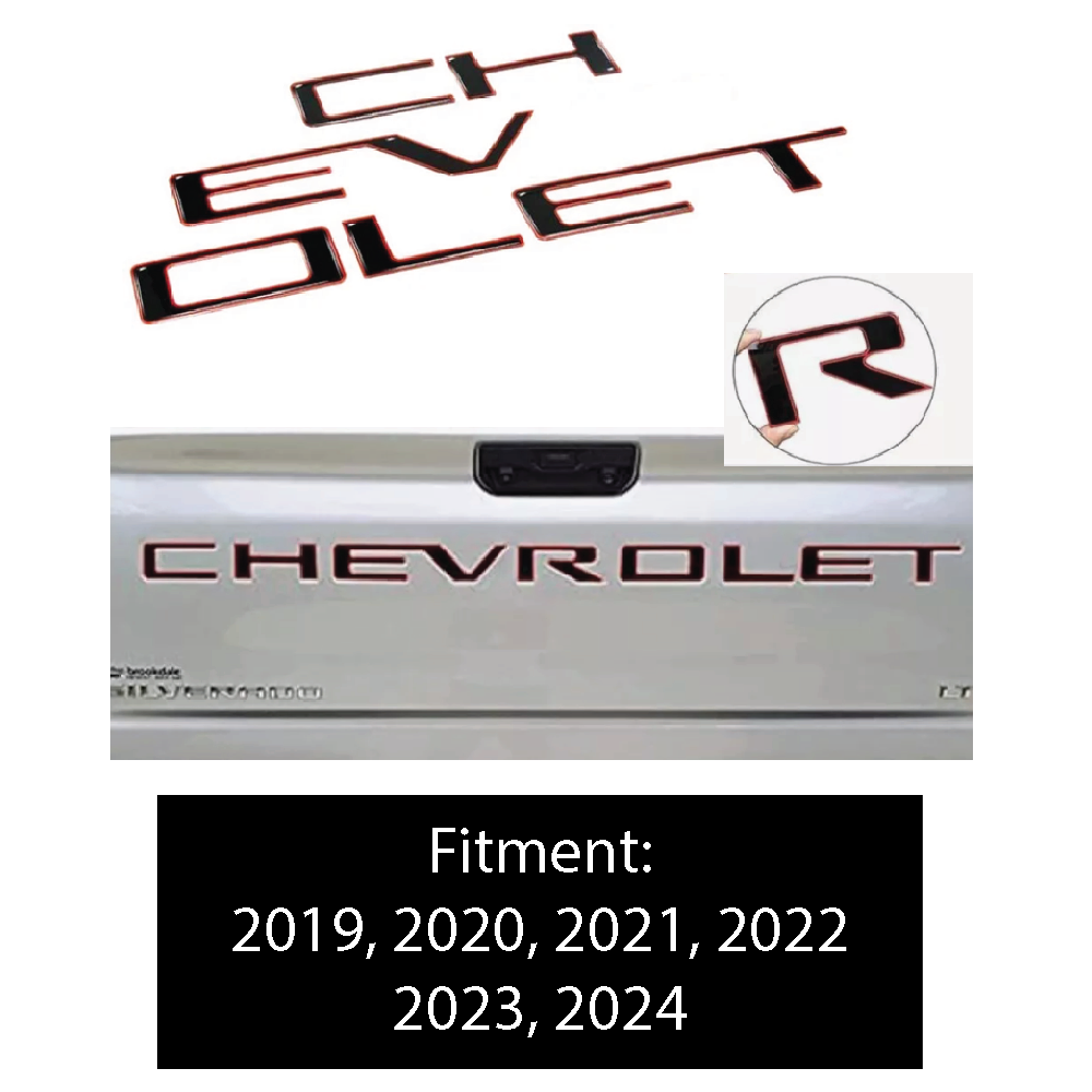 2019-2024 Silverado Raised 3D Tailgate Letters BLACK & RED (made for ...