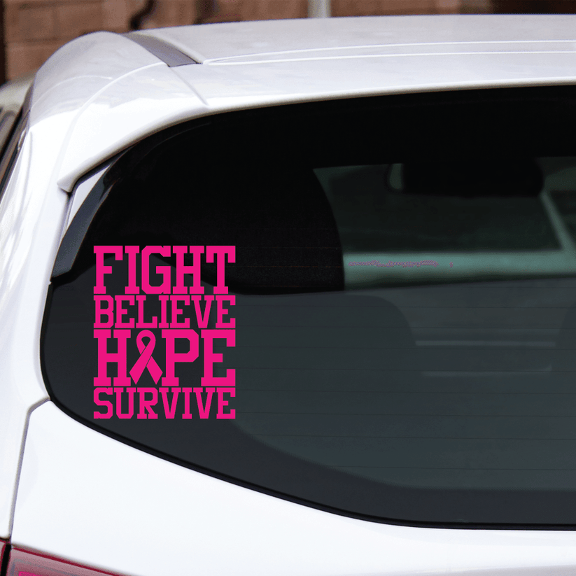 Breast Cancer, Fight Believe Hope Survive Vinyl Graphic Decal – Shop ...